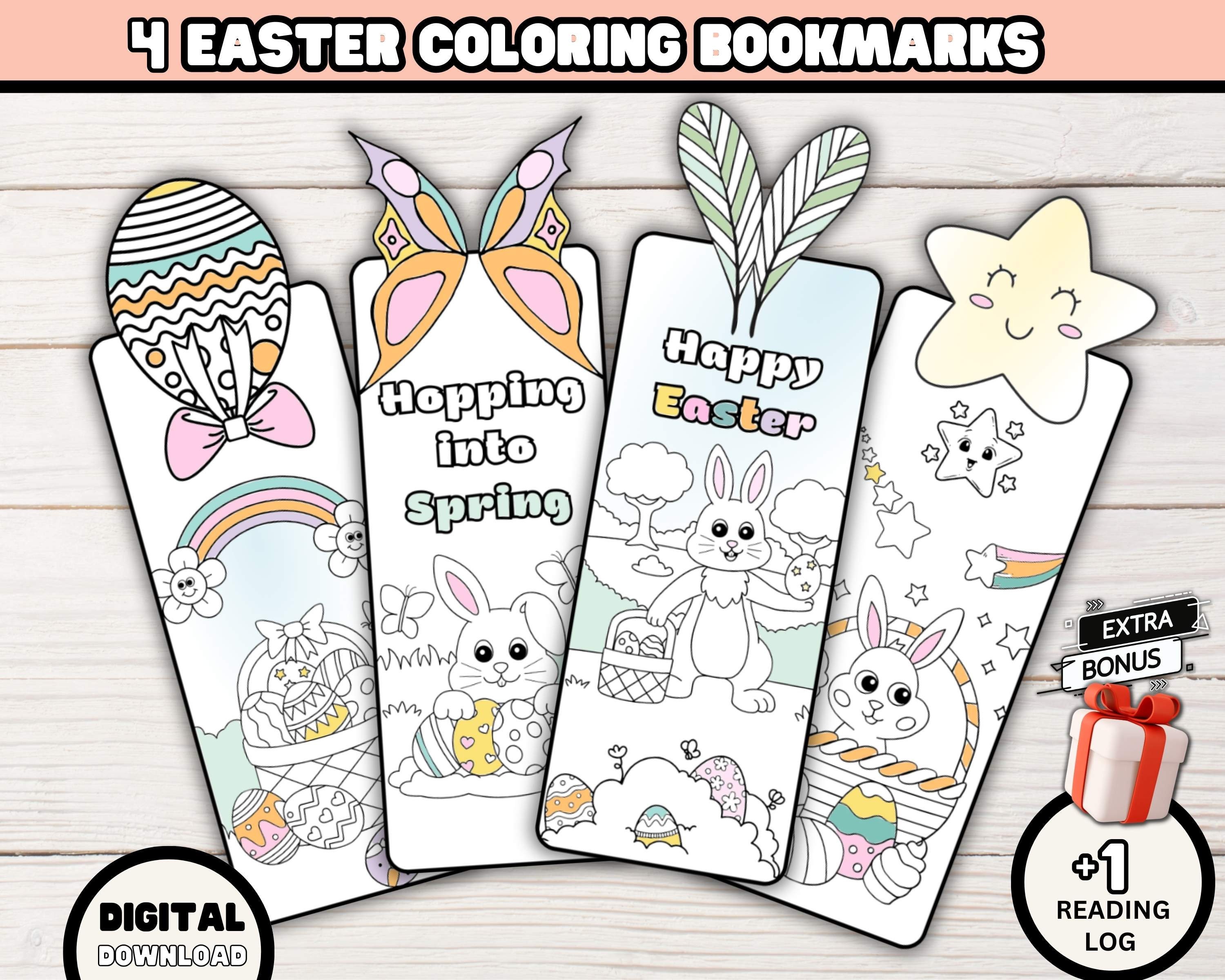 Easter Bunny Coloring Bookmarks, Printable Easter Eggs Coloring Page ...