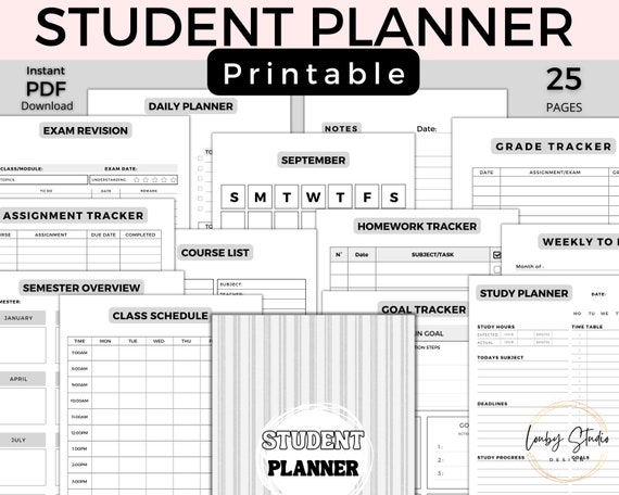 Student Planner Printable Academic Planner Printable College - Etsy