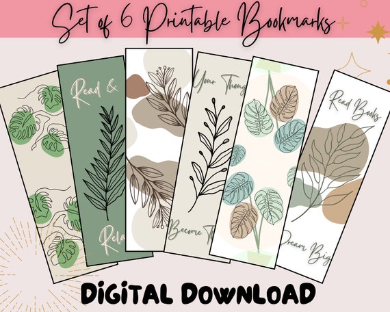 Printable Bookmarks for Women Digital Book Mark Boho | Etsy