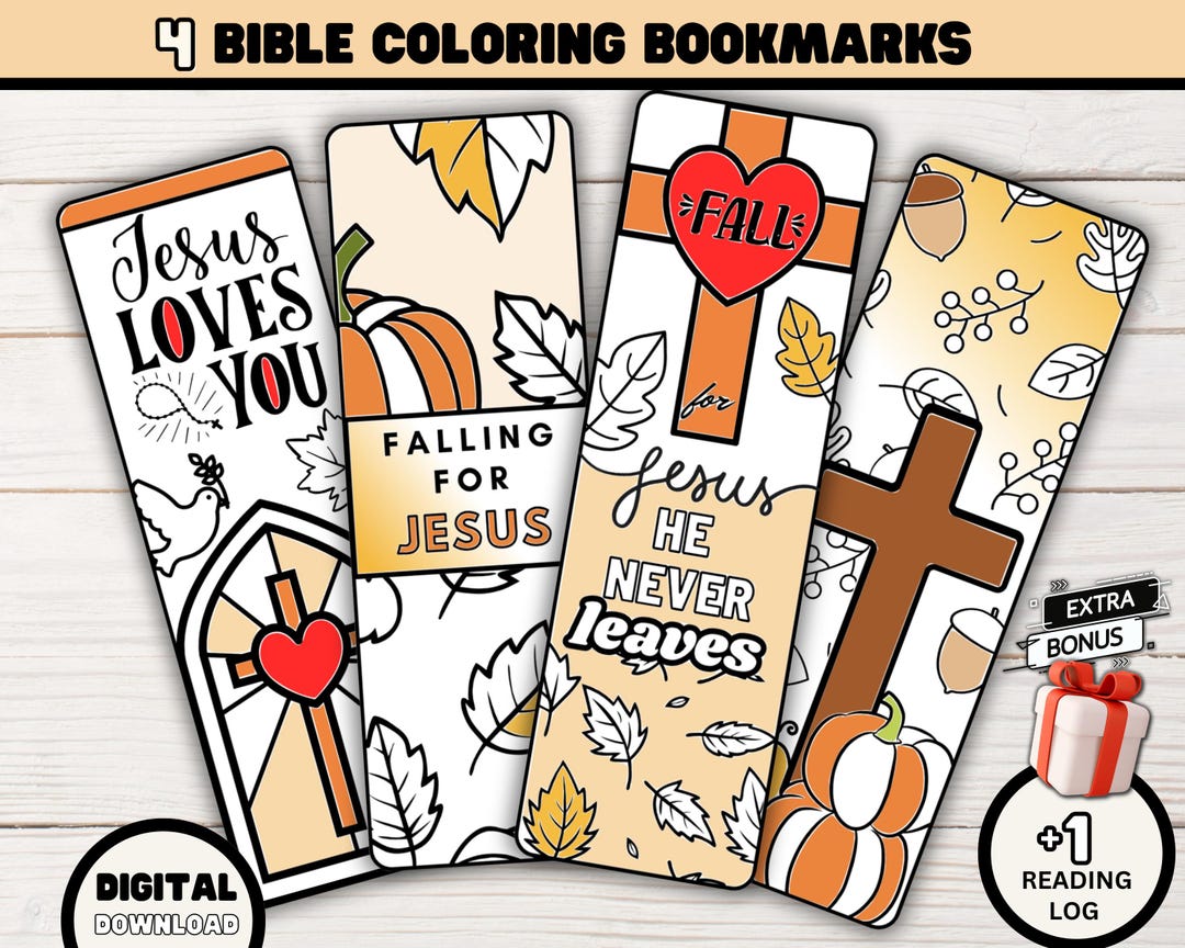 Fall for Jesus Coloring Bookmarks, Fall Bible Coloring Page, Kids ...