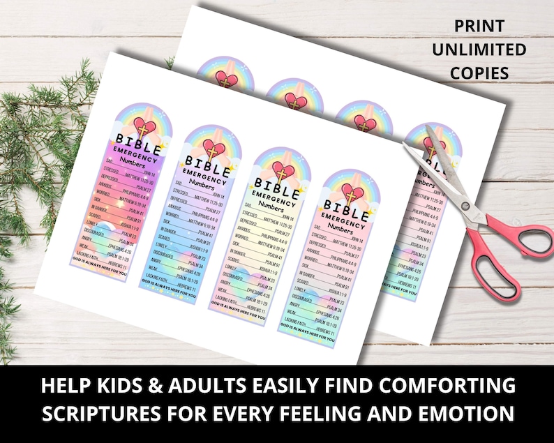 Bible Emergency Numbers Bookmarks, Emergency Bible Verse Bookmarks ...