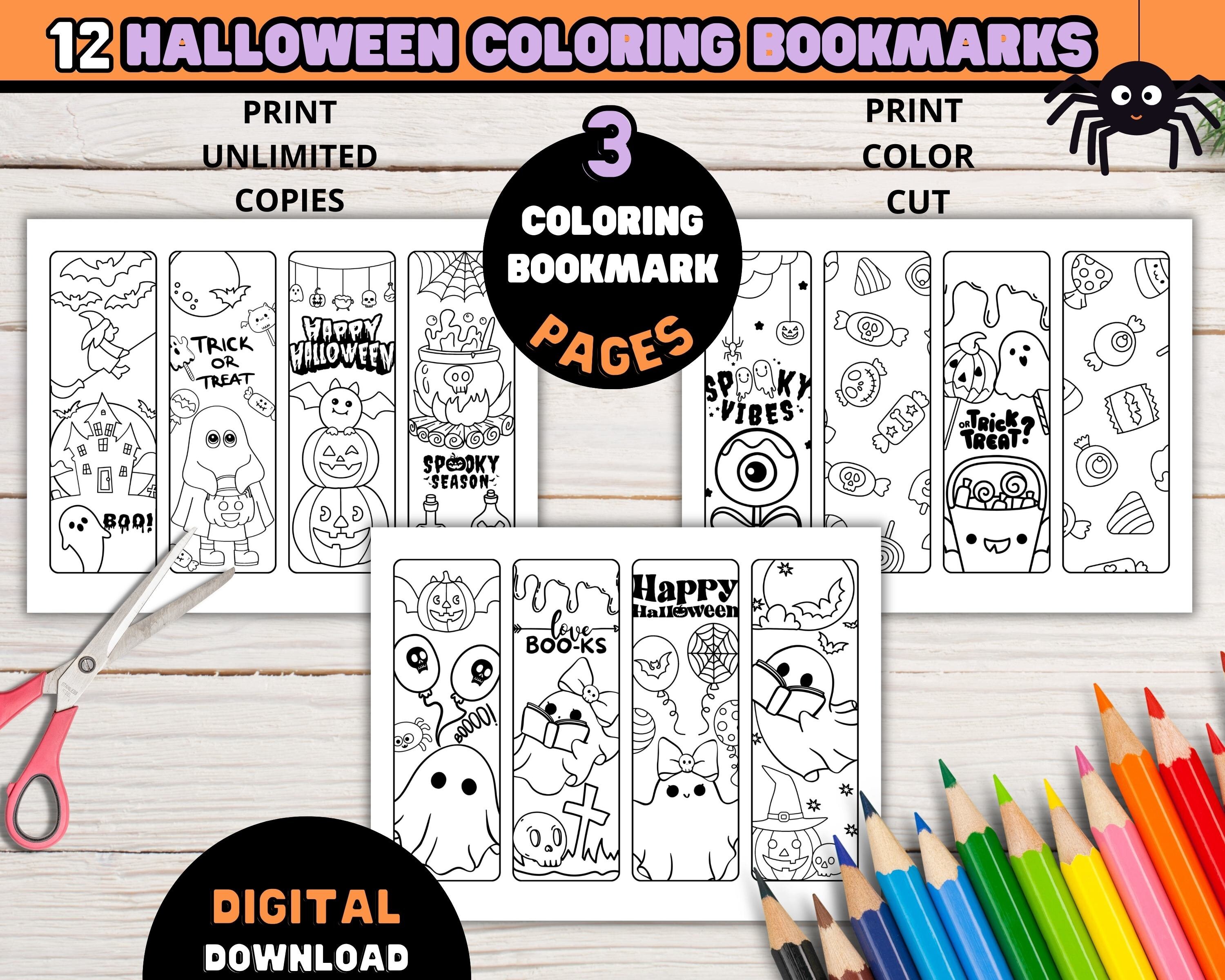 Printable Halloween Coloring Bookmarks, Boo Basket Halloween Spooky ...
