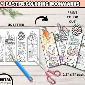 Easter Eggs Coloring Bookmarks, Printable Easter Bunny Coloring Book ...
