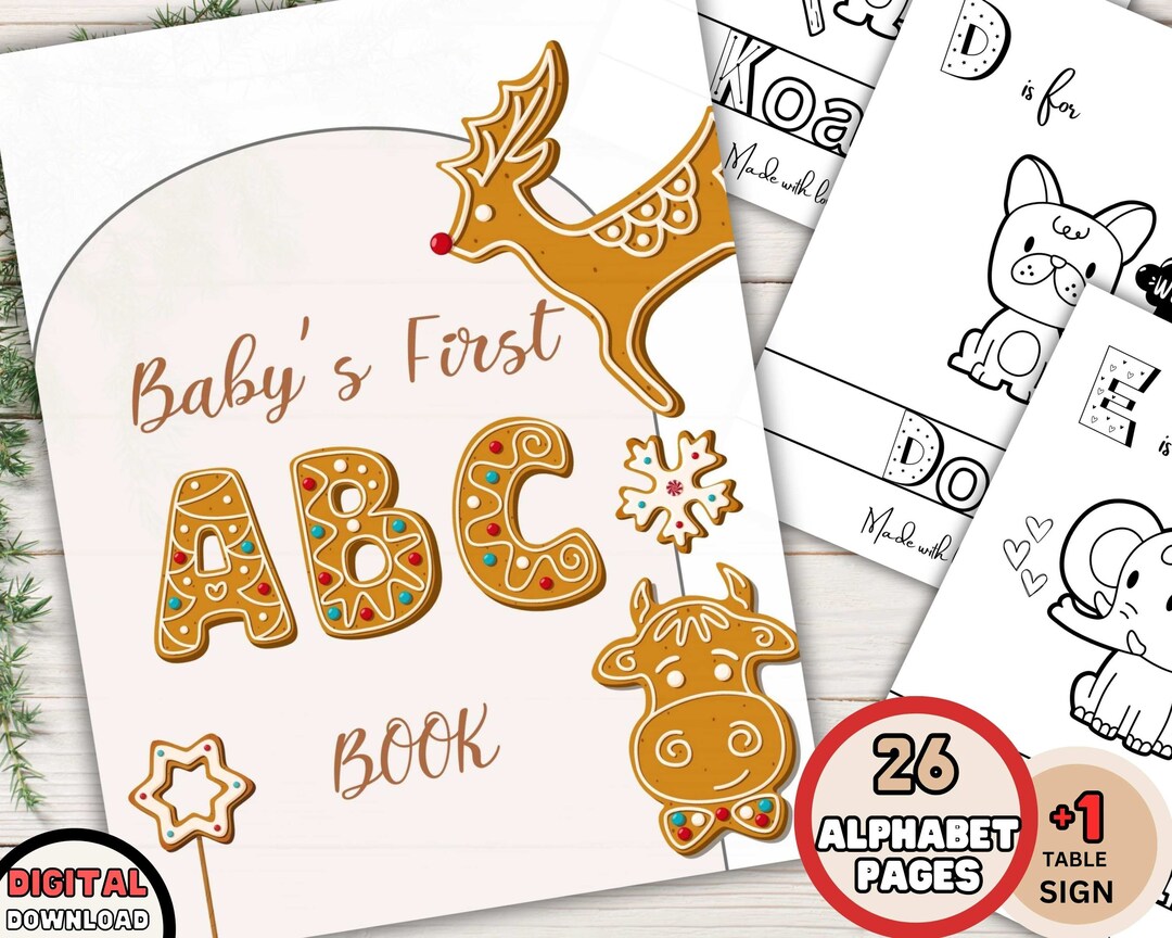 Christmas ABC Book: Baby Shower Coloring Pages Activity (digital ...