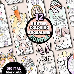 Easter Coloring Bookmarks BUNDLE, Printable Easter Eggs Coloring Pages ...