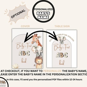 Baby Alphabet Book, Printable Baby Shower Abc Book, Animal Alphabet ...