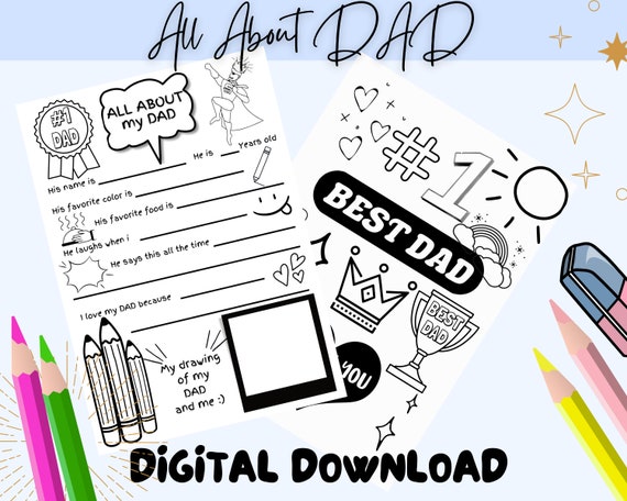 All About My Dad Printable Fathers Day Coloring Pages | Etsy