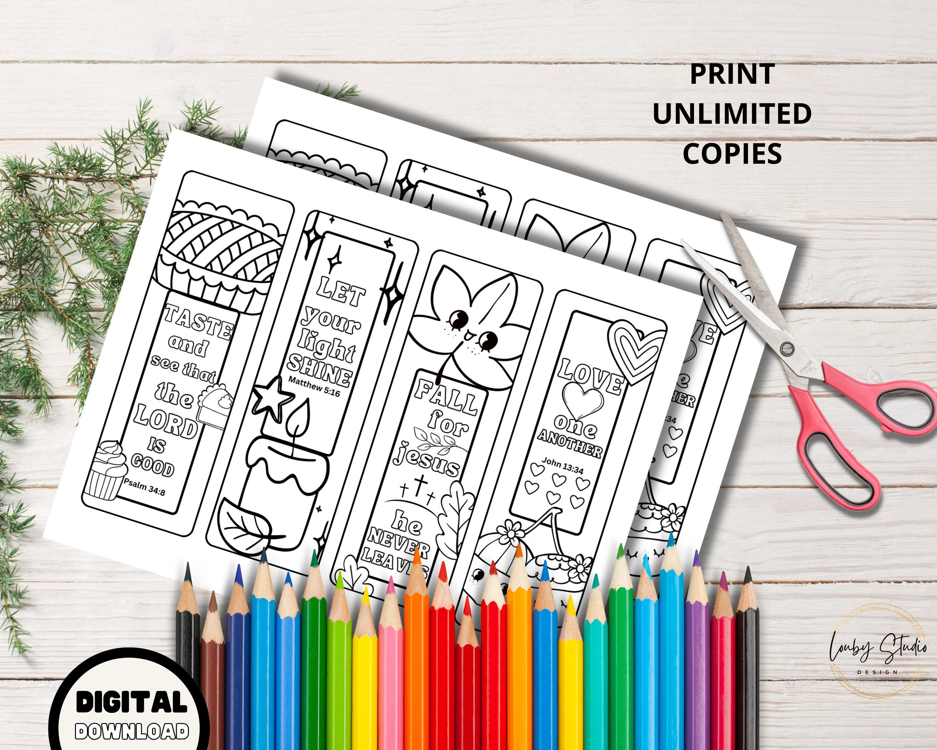 Bible Verse Coloring Bookmarks, Fall Sunday School Craft, Scripture ...