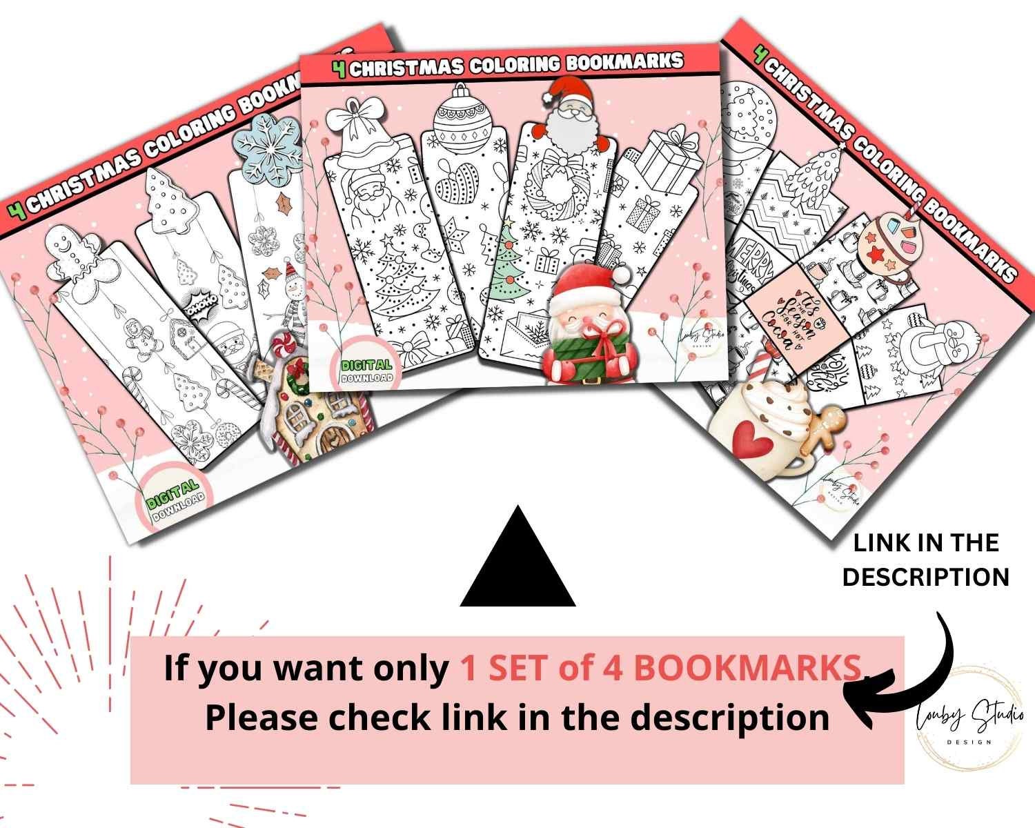 Printable Christmas Coloring Bookmarks BUNDLE, Kids Christmas Coloring ...