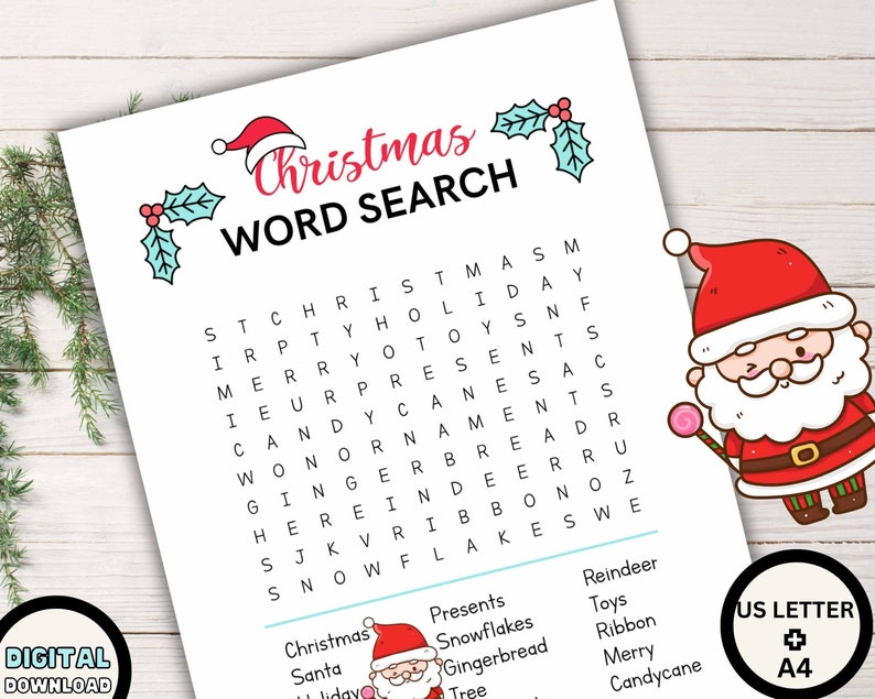 Christmas Word Search Printable Kids Christmas Word Games Activities ...