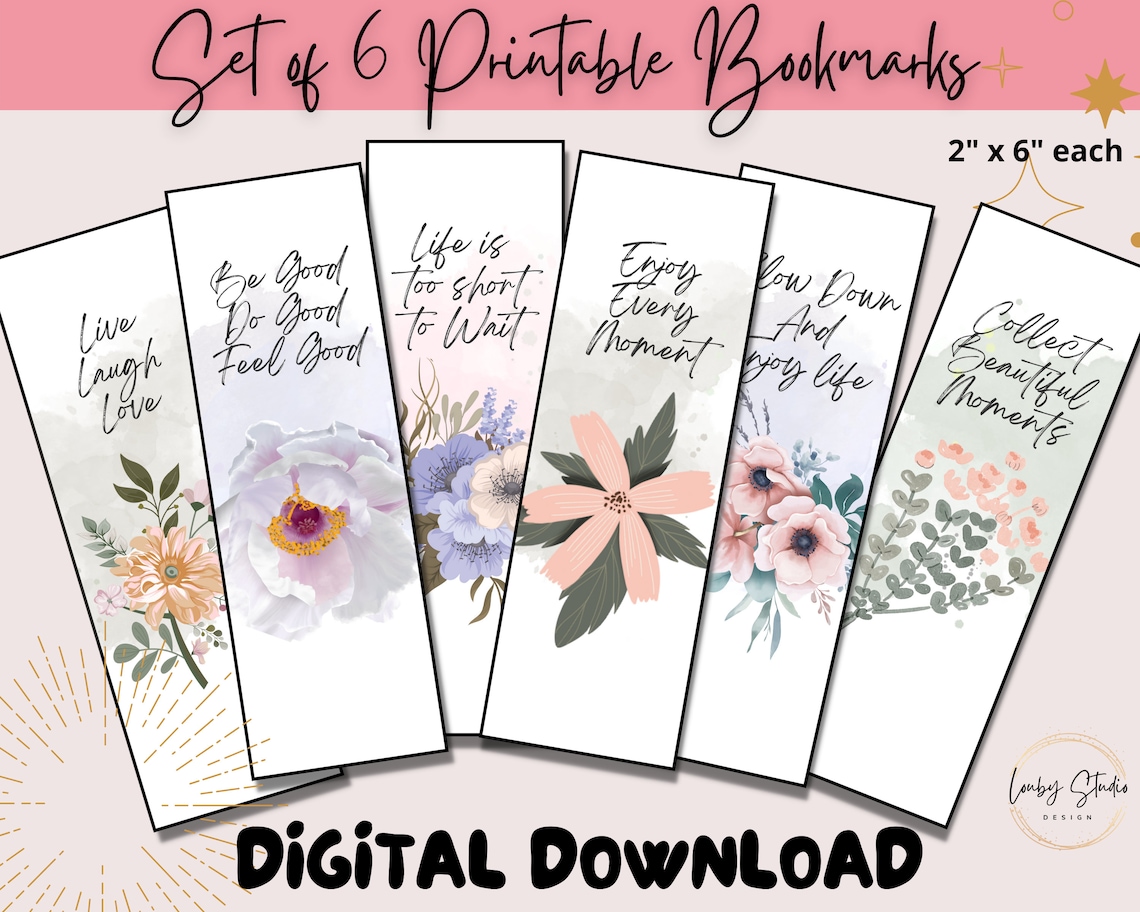 Printable Bookmark for Women, Digital Book Mark, Printable Book Marks ...