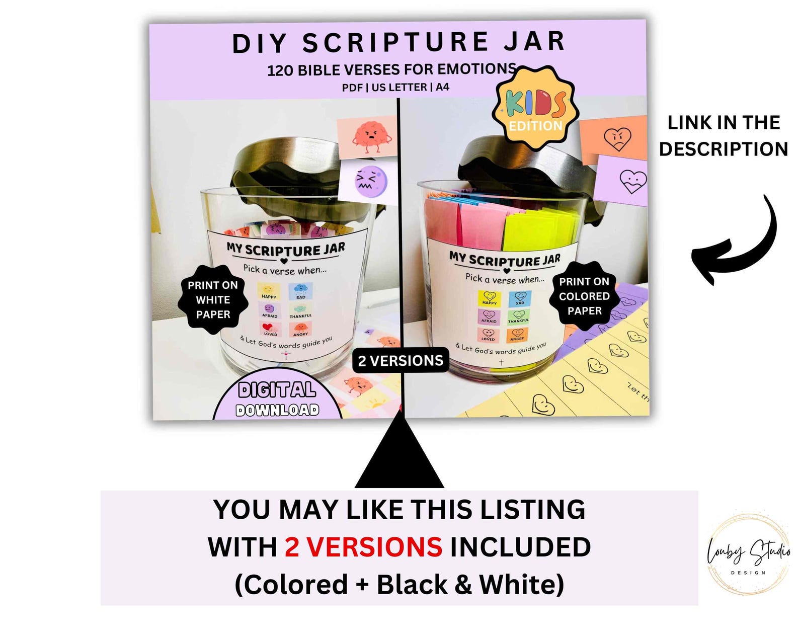 Printable Bible Verse Jar for Kids: DIY Scripture Emotions (digital ...