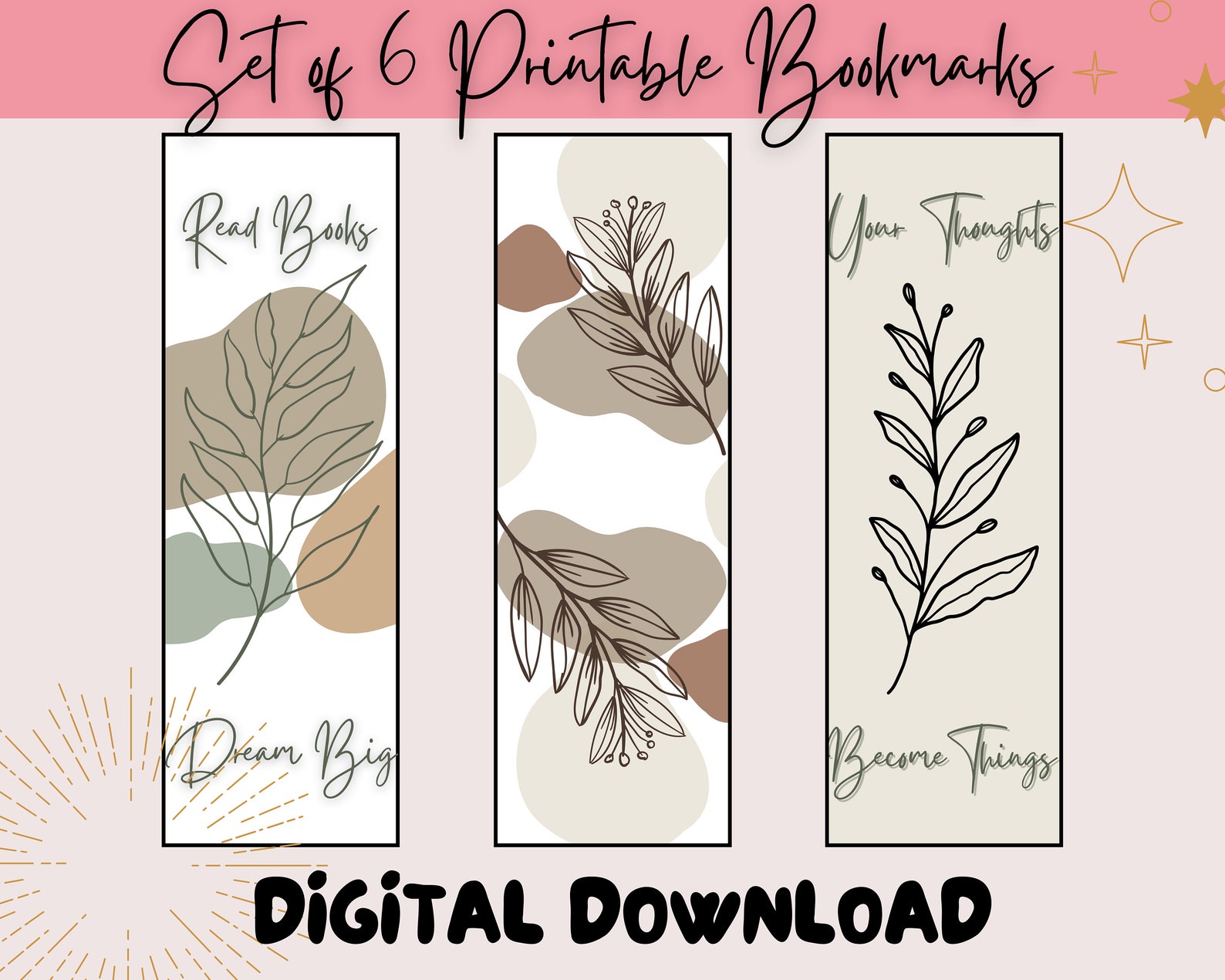 Printable Bookmarks for Women Digital Book Mark Boho | Etsy