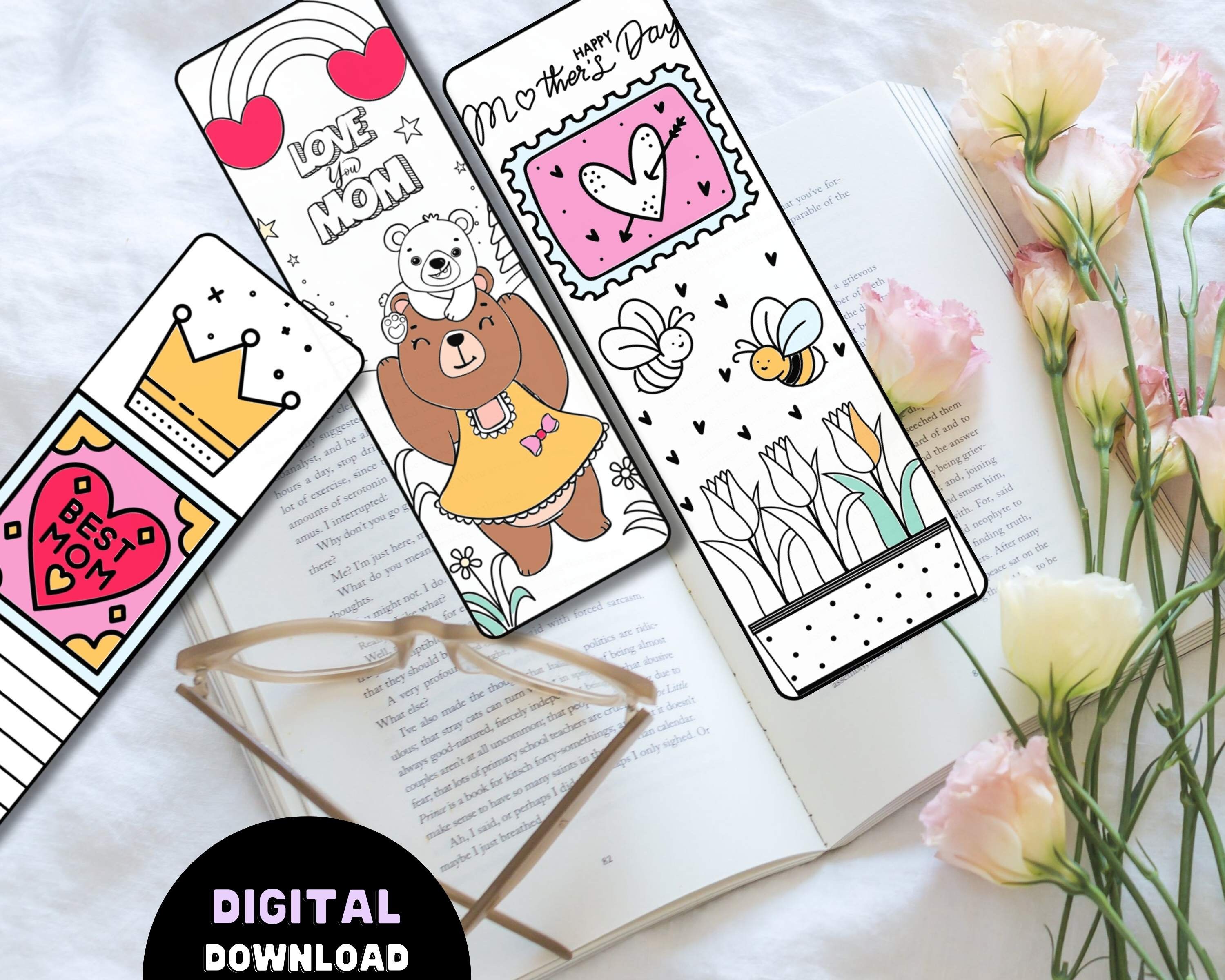 Printable Mothers Day Coloring Pages Bookmarks, Happy Mother Day ...