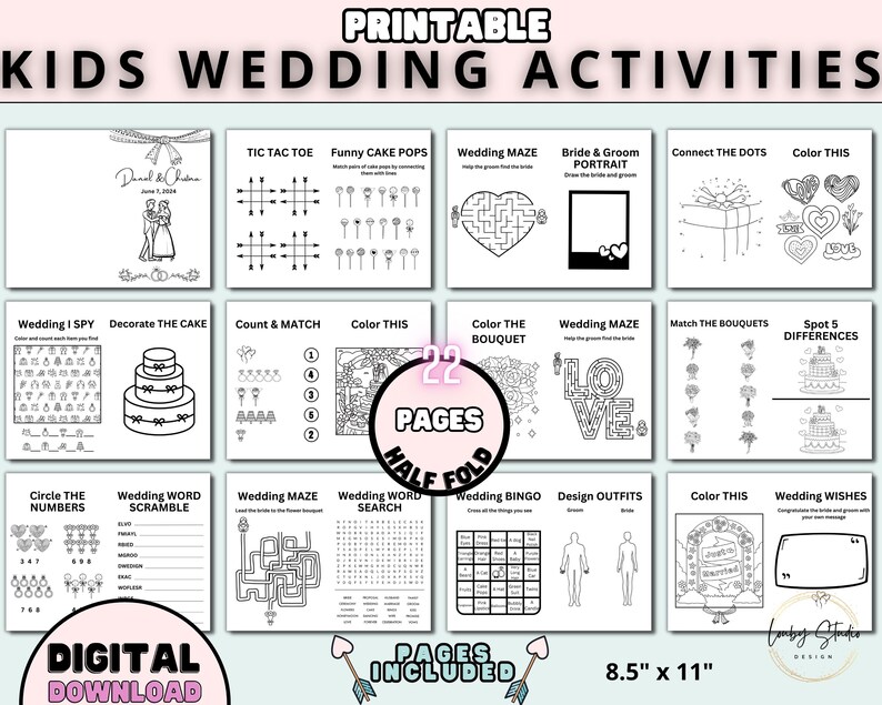 Kids Wedding Activity Book, Printable Wedding Coloring Book Pages ...