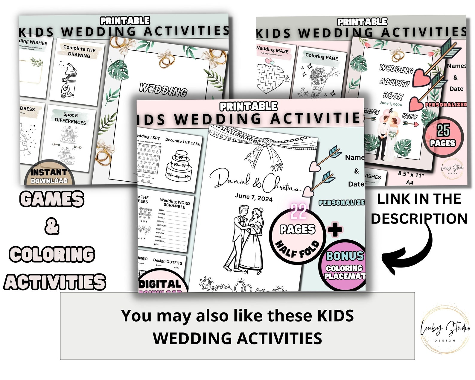 Kids Wedding Activity Book, Printable Wedding Coloring Book Pages ...