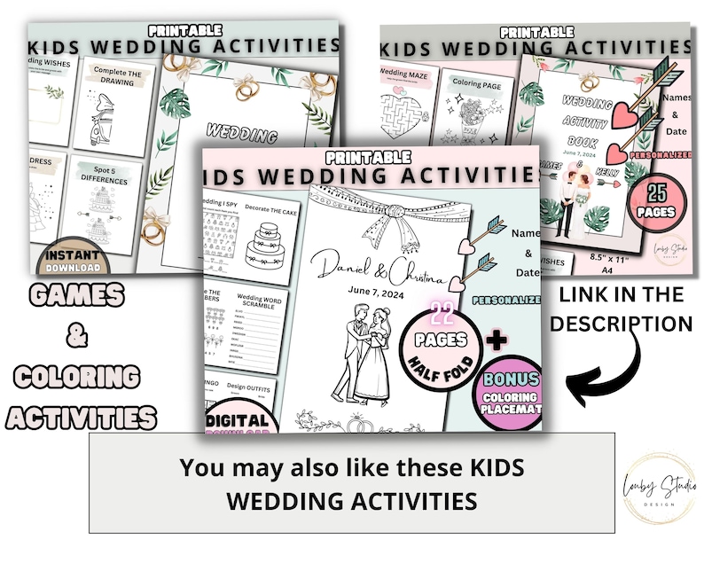 Kids Wedding Activity Book, Printable Wedding Coloring Book Pages ...