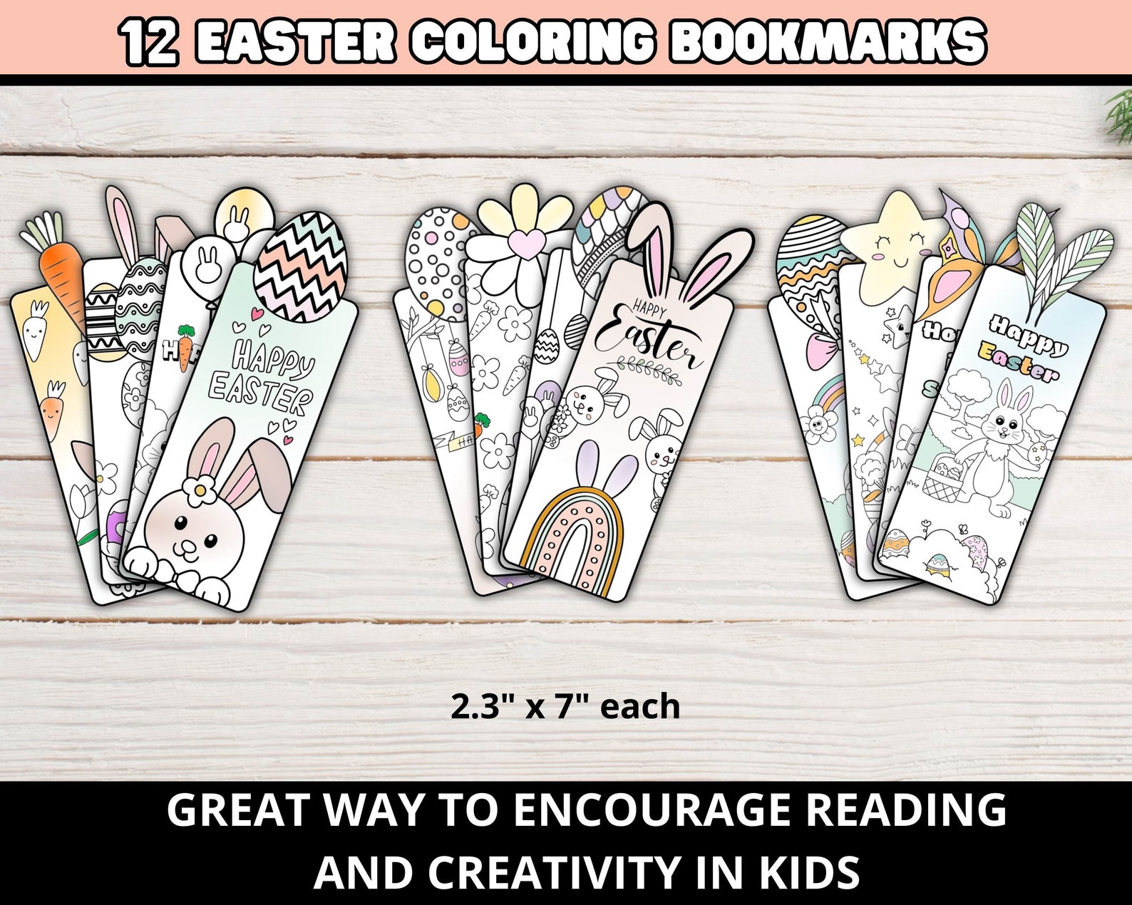 Easter Coloring Bookmarks BUNDLE, Printable Easter Eggs Coloring Pages ...