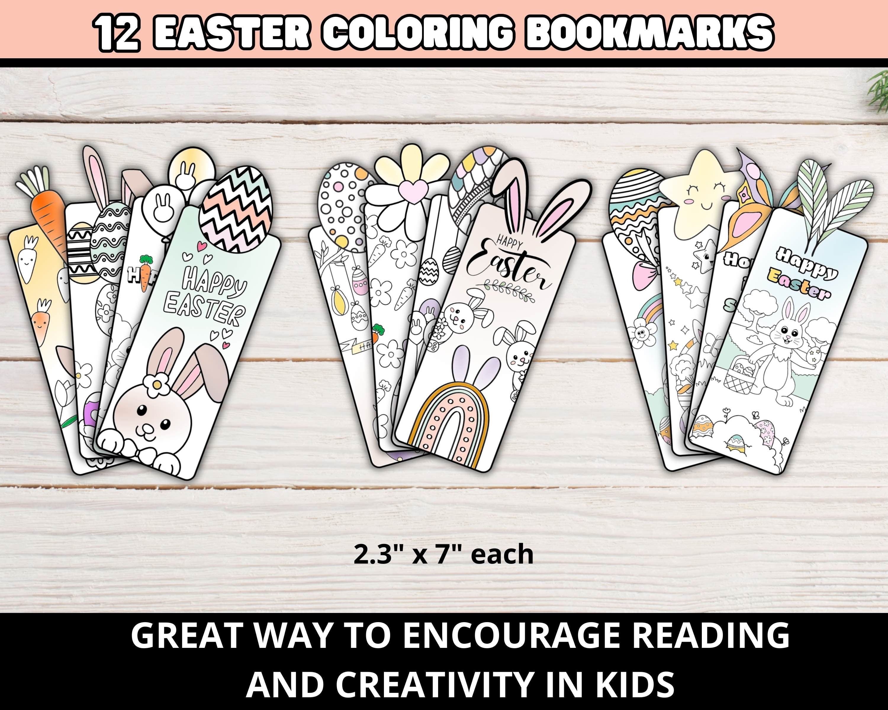 Easter Coloring Bookmarks BUNDLE, Printable Easter Eggs Coloring Pages ...
