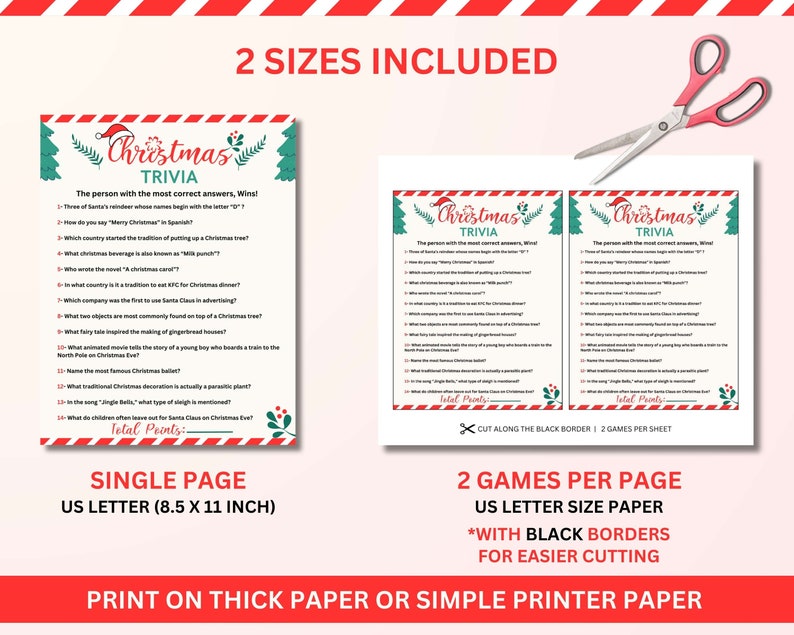 Christmas Trivia Game Printable Holiday Trivia Game for Adults ...