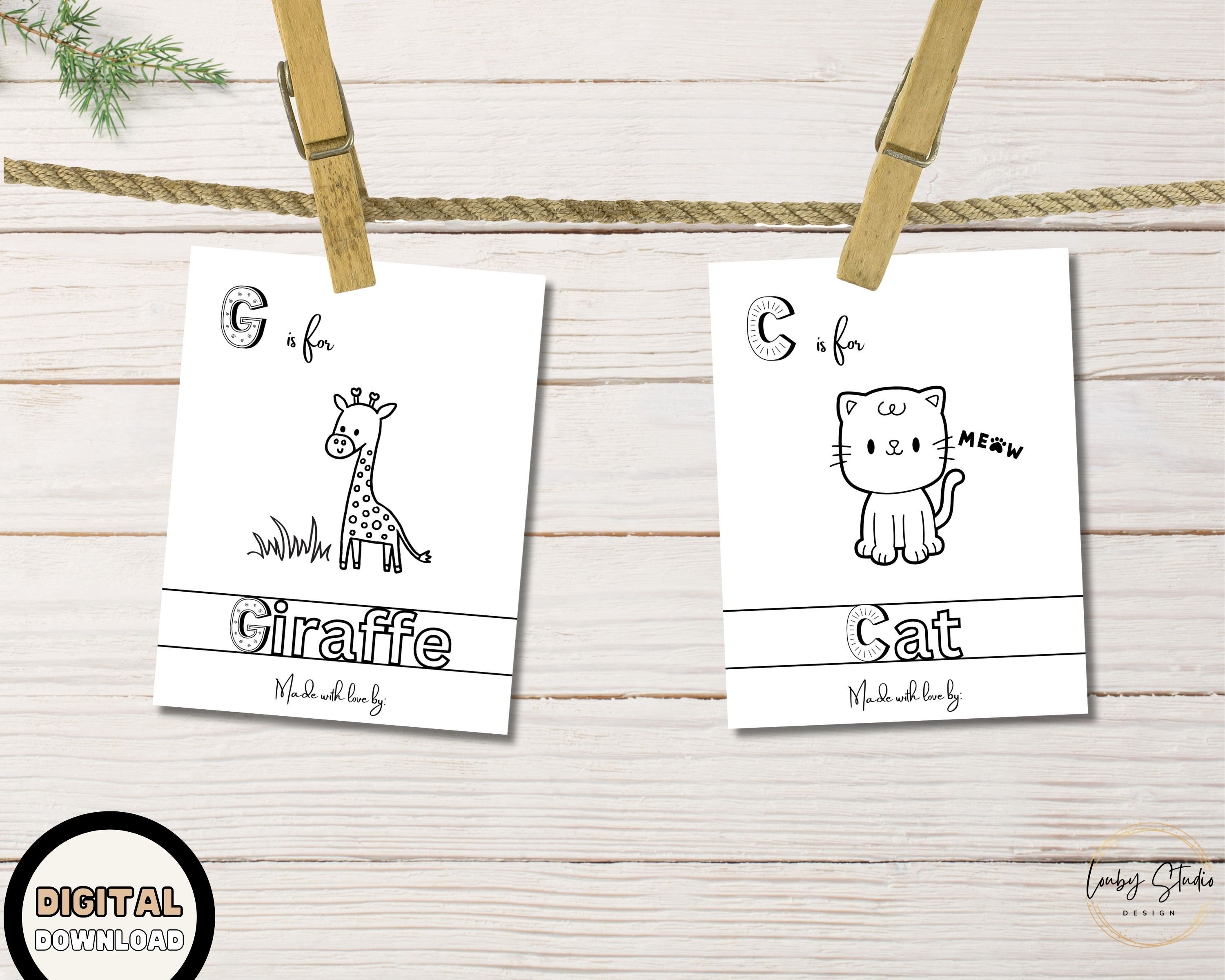 Baby Alphabet Book, Printable Baby Shower Abc Book, Animal Alphabet ...
