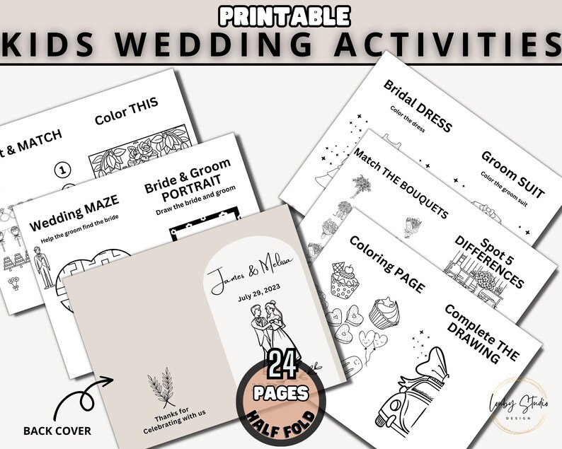Kids Wedding Activity Book, Printable Wedding Coloring Book Pages ...