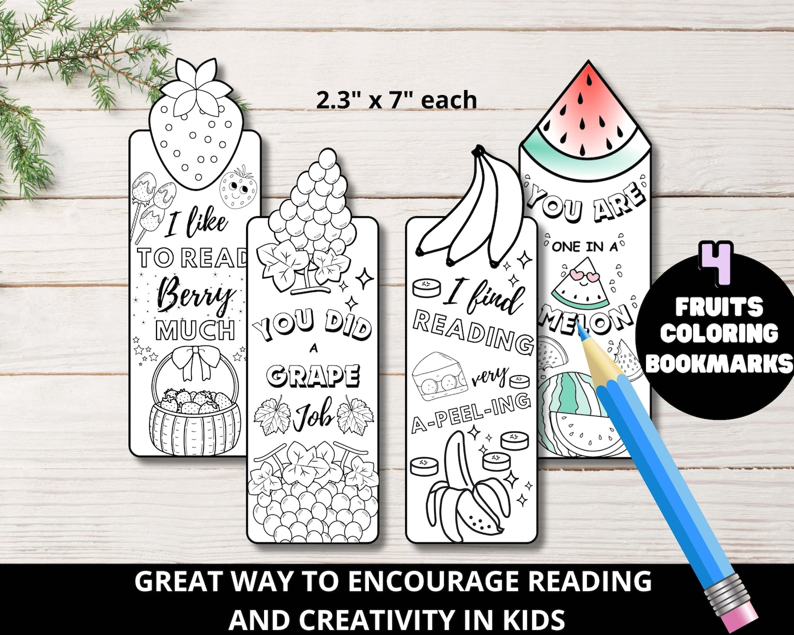Fruits Coloring Bookmarks, Bookish Coloring Book Marks for Kids and ...