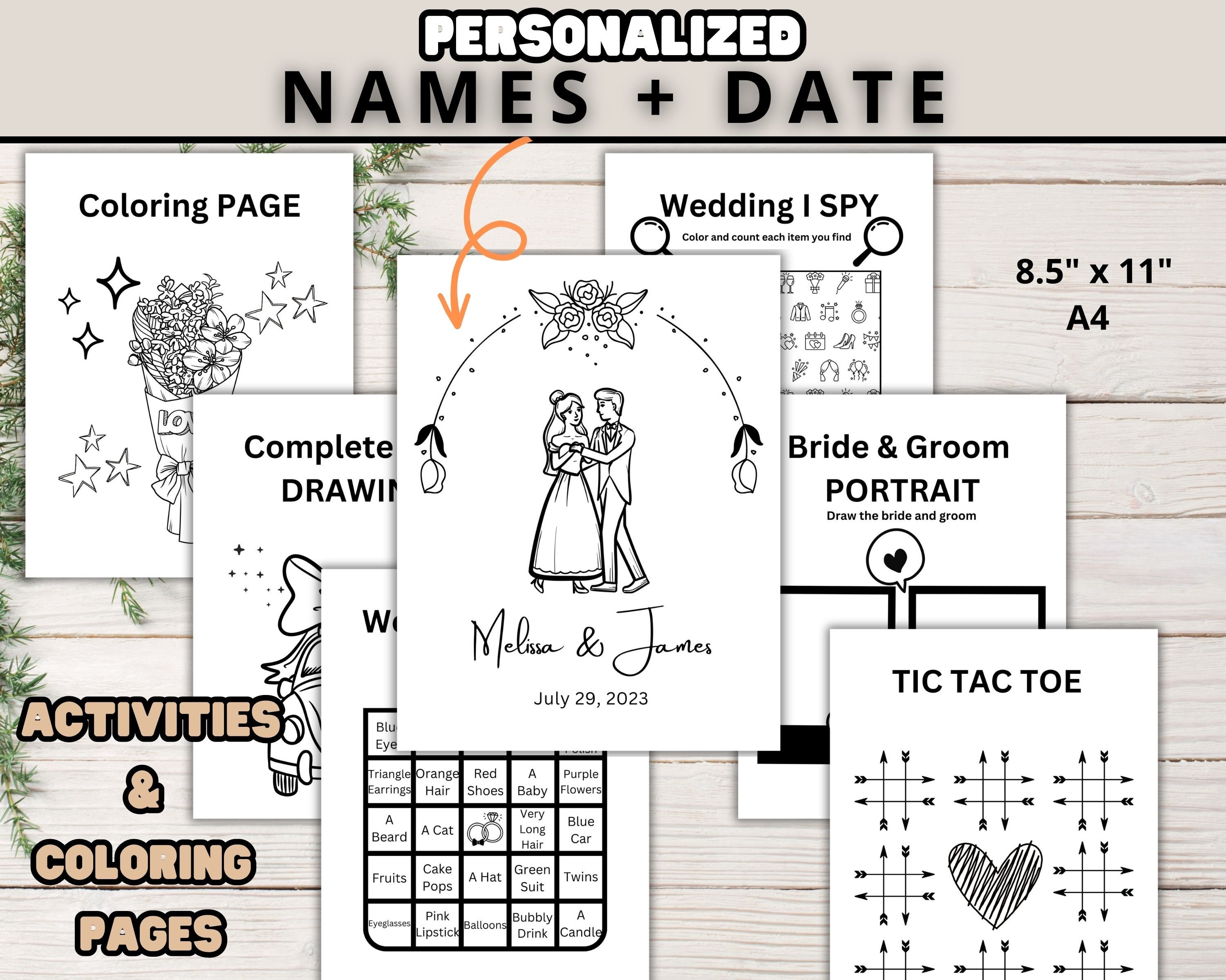 Kids Wedding Activity Book, Printable Wedding Coloring Pages, Children ...