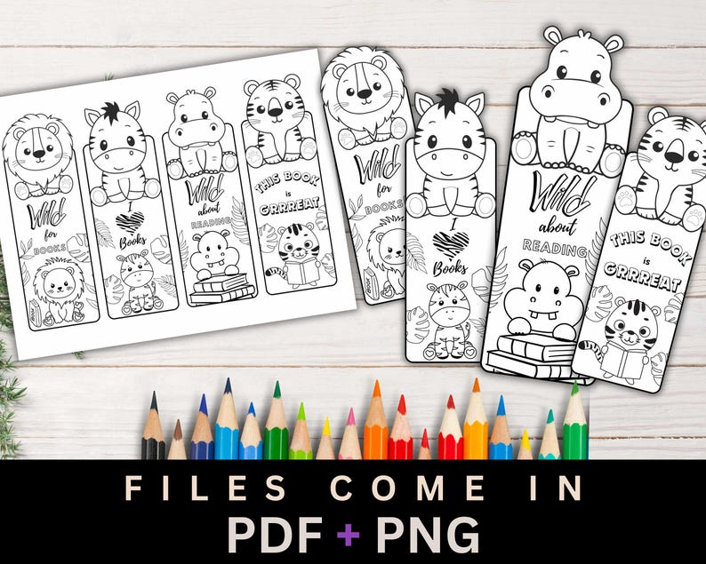 Safari Animals Printable Coloring Bookmarks, Coloring Page Book Marks ...