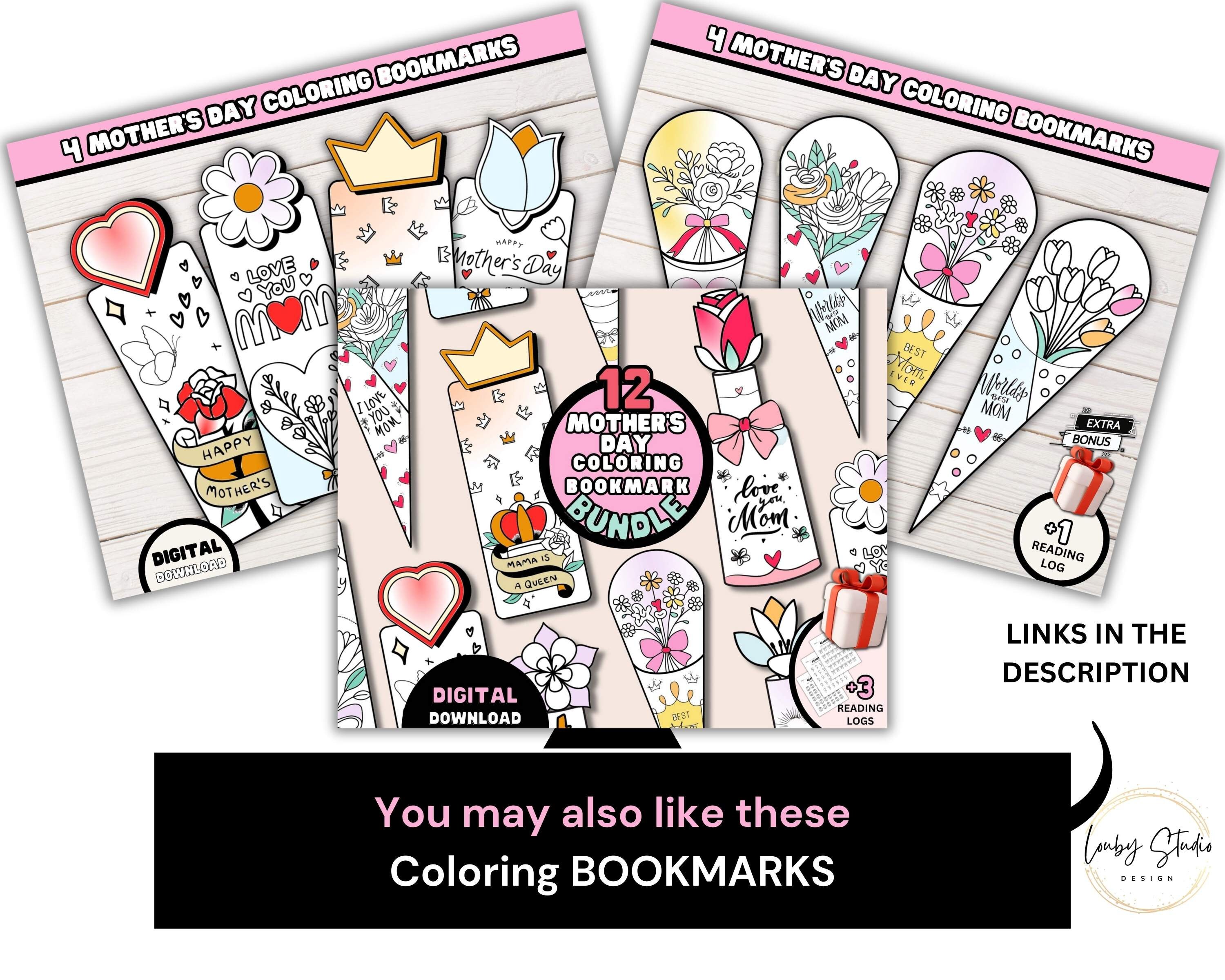 Printable Mothers Day Coloring Pages Bookmarks, Happy Mother Day ...