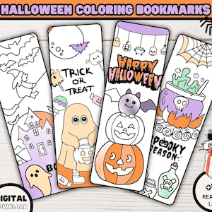 Halloween Coloring Bookmarks, Kids Halloween Coloring Page Classroom ...