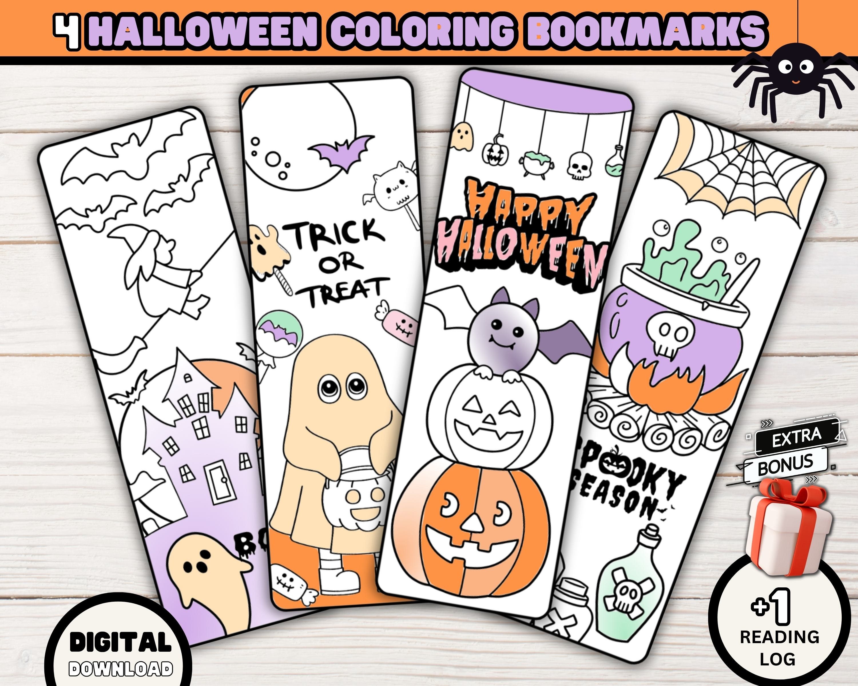Halloween Coloring Bookmarks, Kids Halloween Coloring Page Classroom ...