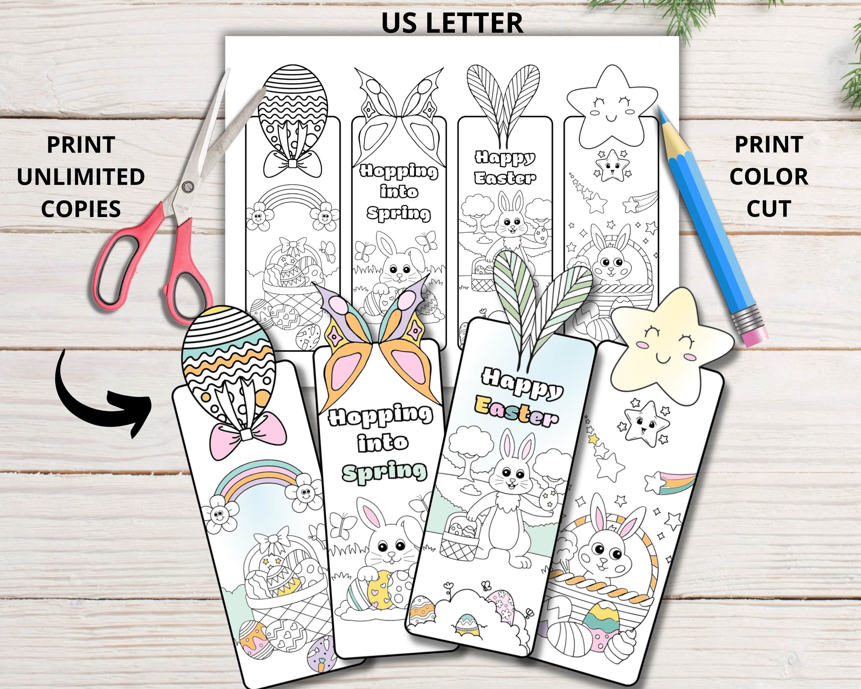 Easter Coloring Bookmarks BUNDLE, Printable Easter Eggs Coloring Pages ...