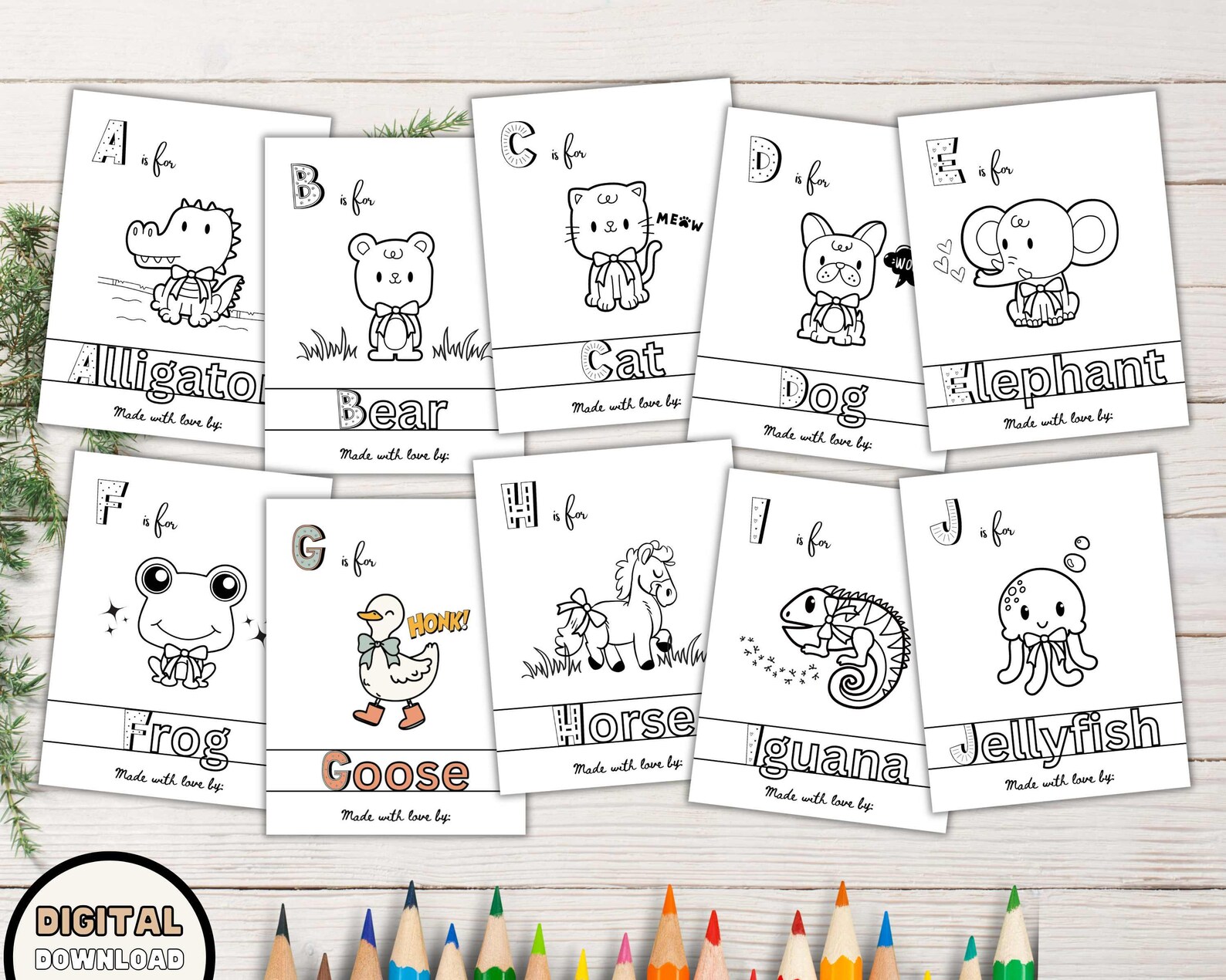 Silly Goose Baby Shower Coloring ABC Book, Alphabet Guest Book Unique ...