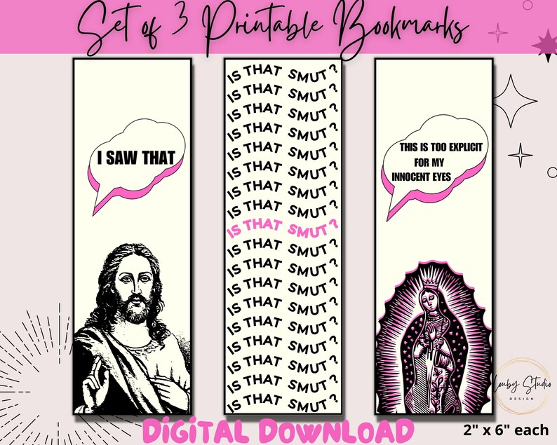 Peeking Jesus Printable Bookmarks, is That Smut Book Mark, Funny ...