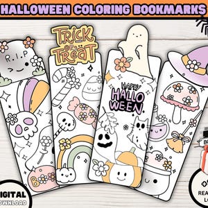 Groovy Halloween Coloring Bookmarks, Retro Halloween Coloring Page for ...