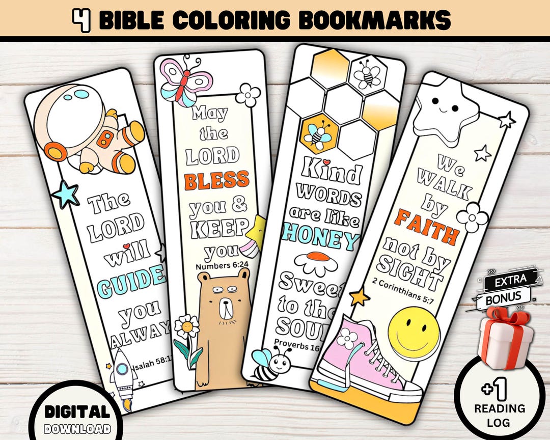Bible Verse Coloring Bookmarks: Sunday School Activity (digital ...