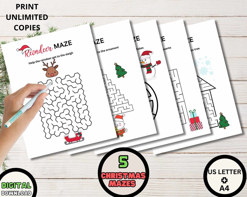 Christmas Maze Printable: Kids Holiday Activity, Classroom Game ...