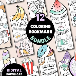 Printable Coloring Bookmarks BUNDLE, Dessert Coloring Book Marks, Kids ...