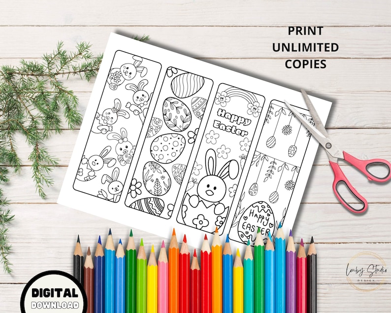 Printable Easter Eggs Coloring Bookmarks, Easter Bunny Coloring Page ...