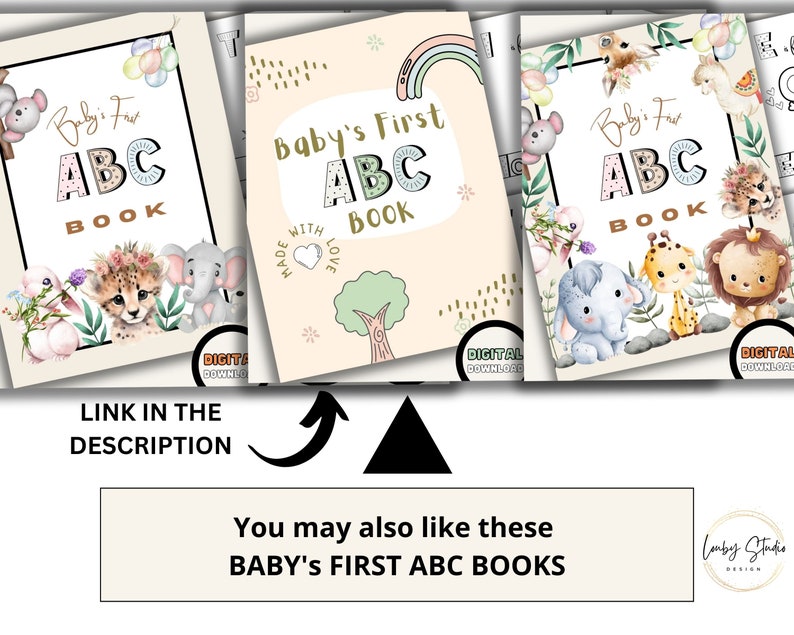 Baby Alphabet Book, Printable Baby Shower Abc Book, Animal Alphabet ...