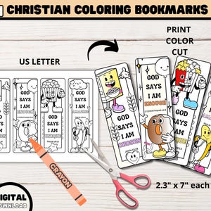 Christian Coloring Bookmarks for Kids: Scripture Activity (digital ...