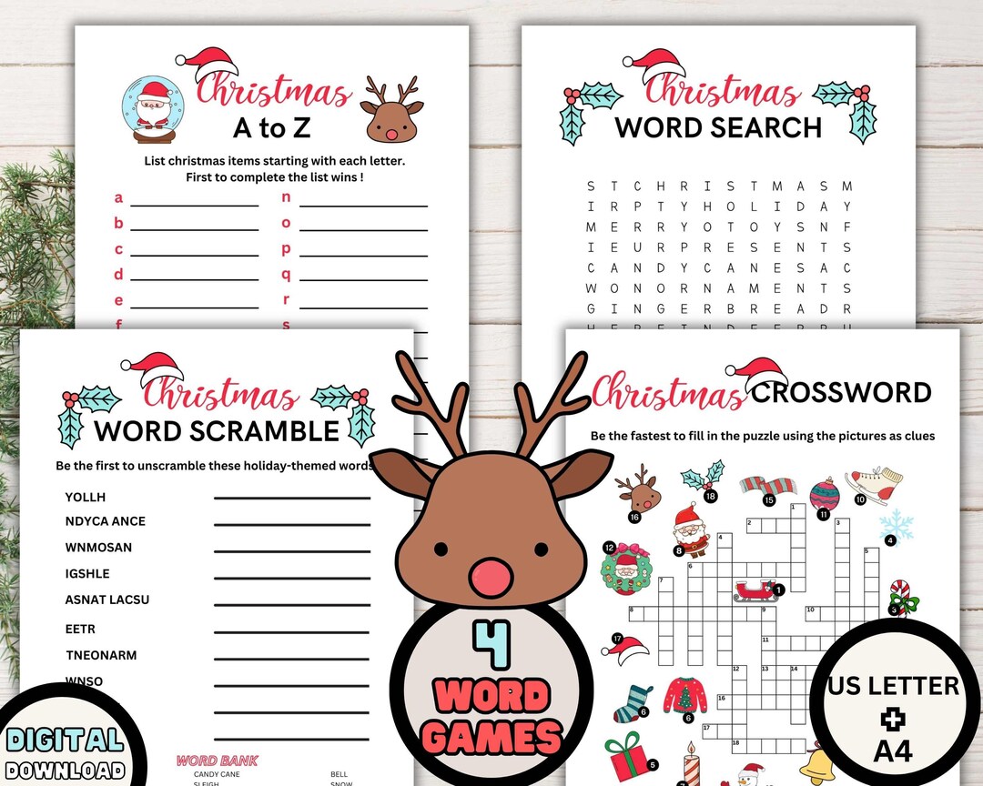Christmas Word Games Bundle: Printable Holiday Activities (digital ...
