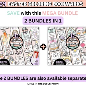 Easter Coloring Bookmarks Pages BUNDLE, Printable Easter Eggs Coloring ...
