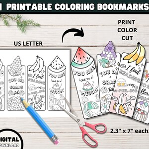 Fruits Coloring Bookmarks, Bookish Coloring Book Marks for Kids and ...