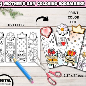 Mothers Day Coloring Bookmarks, Printable Coloring Mothers Day Card ...