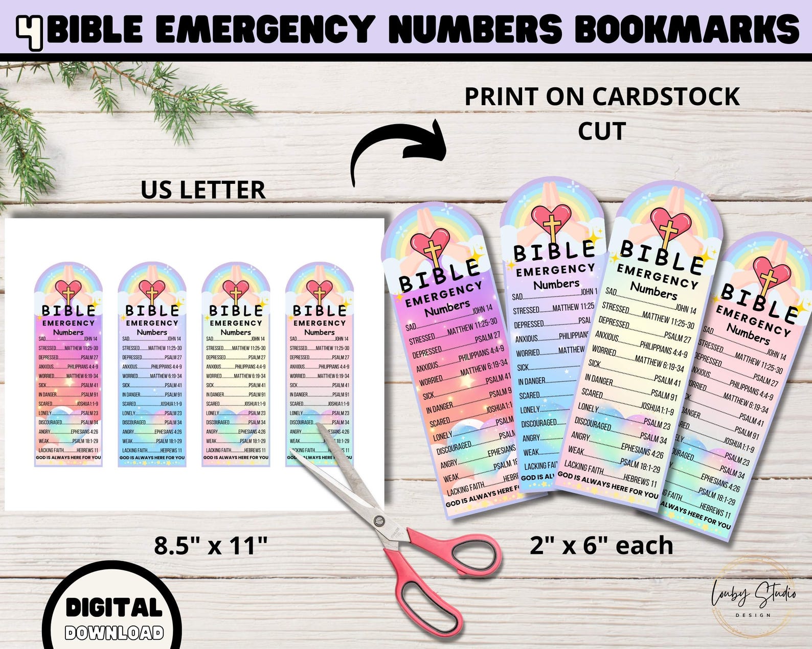 Bible Emergency Numbers Bookmarks, Emergency Bible Verse Bookmarks ...