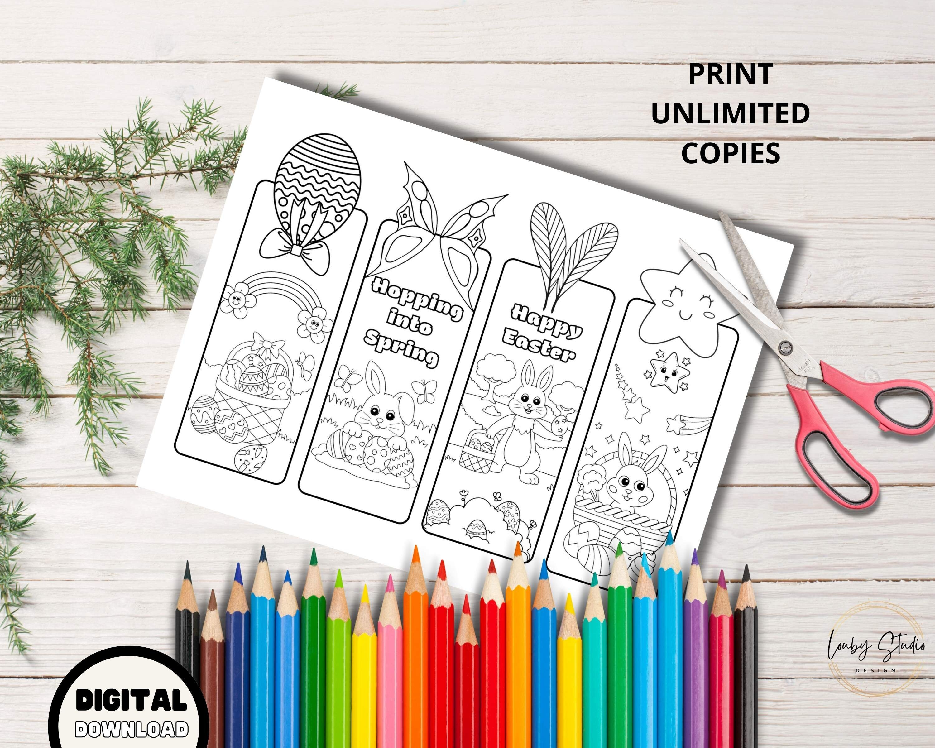 Easter Bunny Coloring Bookmarks, Printable Easter Eggs Coloring Page ...