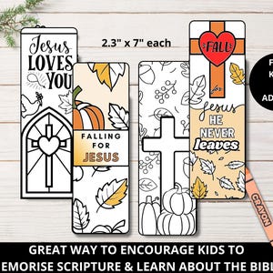 Fall for Jesus Coloring Bookmarks, Fall Bible Coloring Page, Kids ...