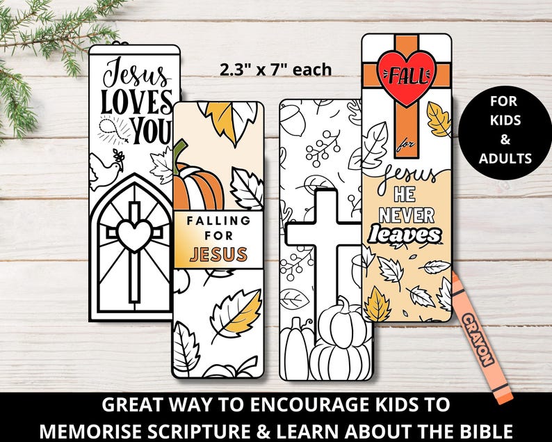Fall for Jesus Coloring Bookmarks, Fall Bible Coloring Page, Kids ...